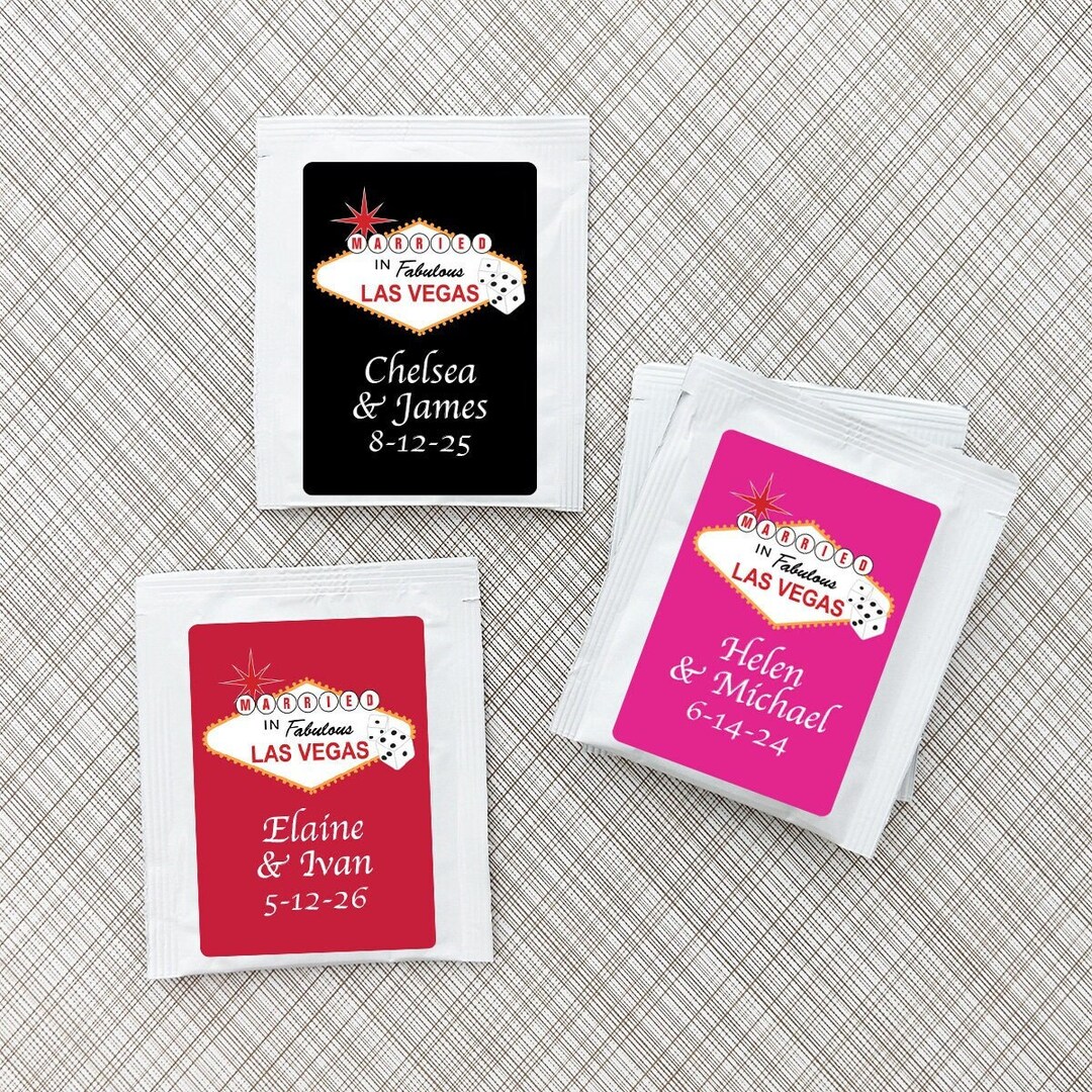 Printed Personalized Tea Bag With Married in Fabulous Las Vegas Labels ...