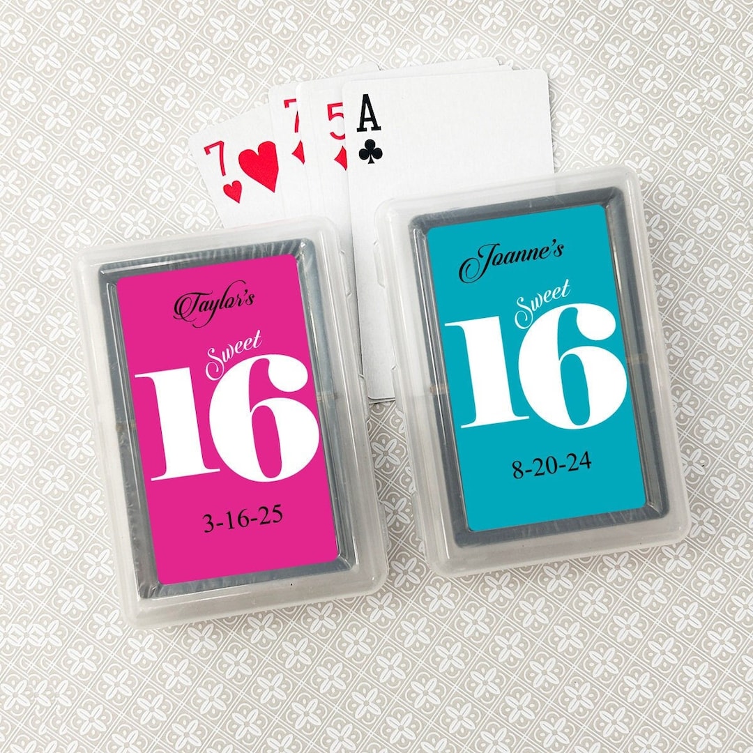 Printed Personalized Playing Cards With Sweet 16 Labels, Casino Playing ...