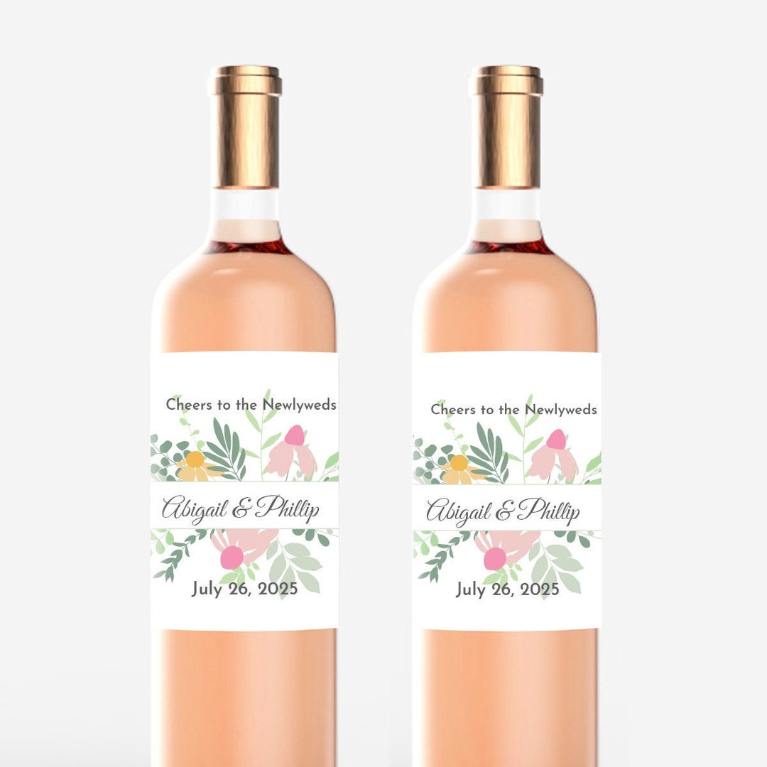 Labels Only, Printed Personalized Wine Bottle Labels Spring Flowers ...