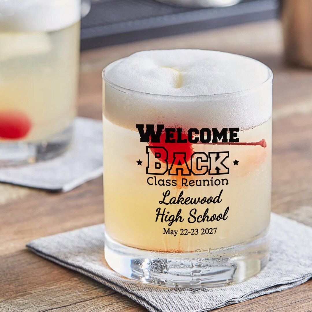 Printed Personalized Class Reunion Whiskey Rock Glass Favors, Class ...