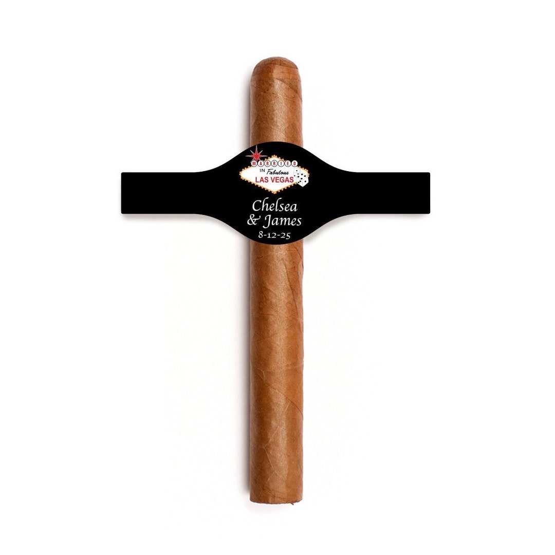 Printed Personalized Cigar Band Labels Married in Las Vegas Wedding ...