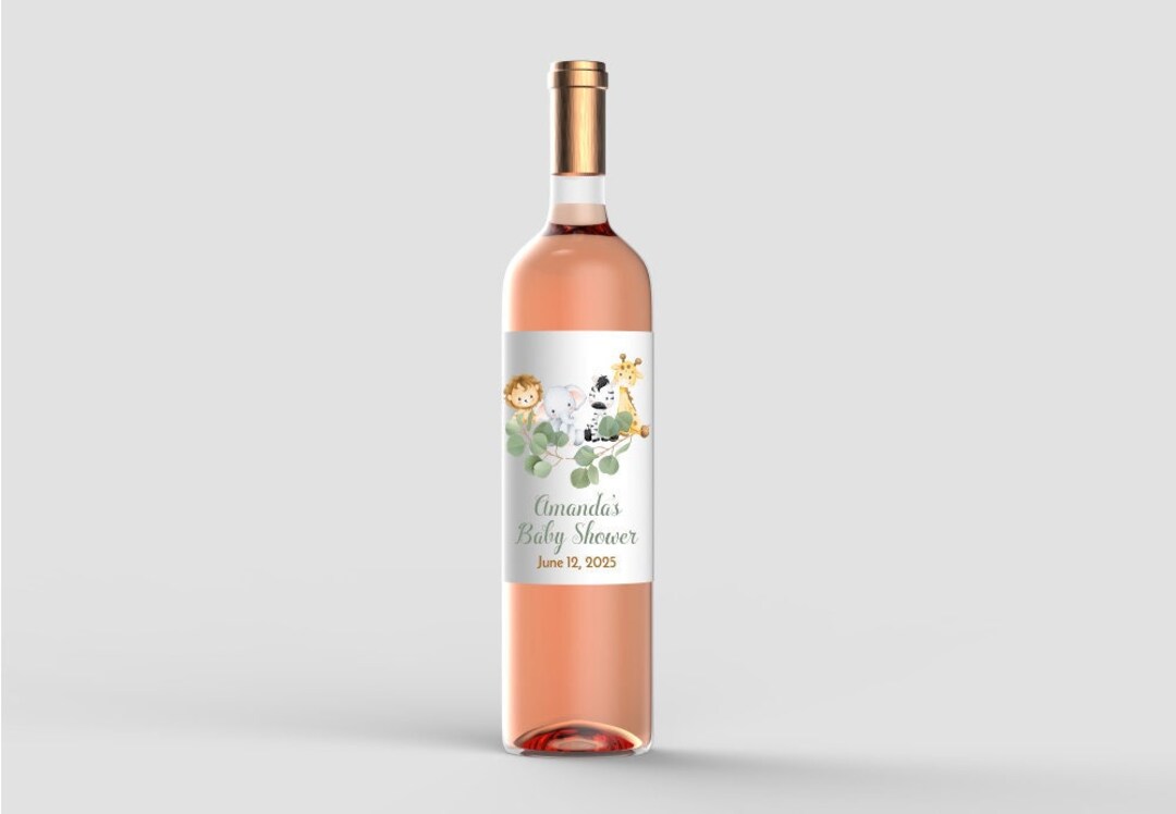 Printed Personalized Wine Bottle Labels Safari Jungle Animals Design ...