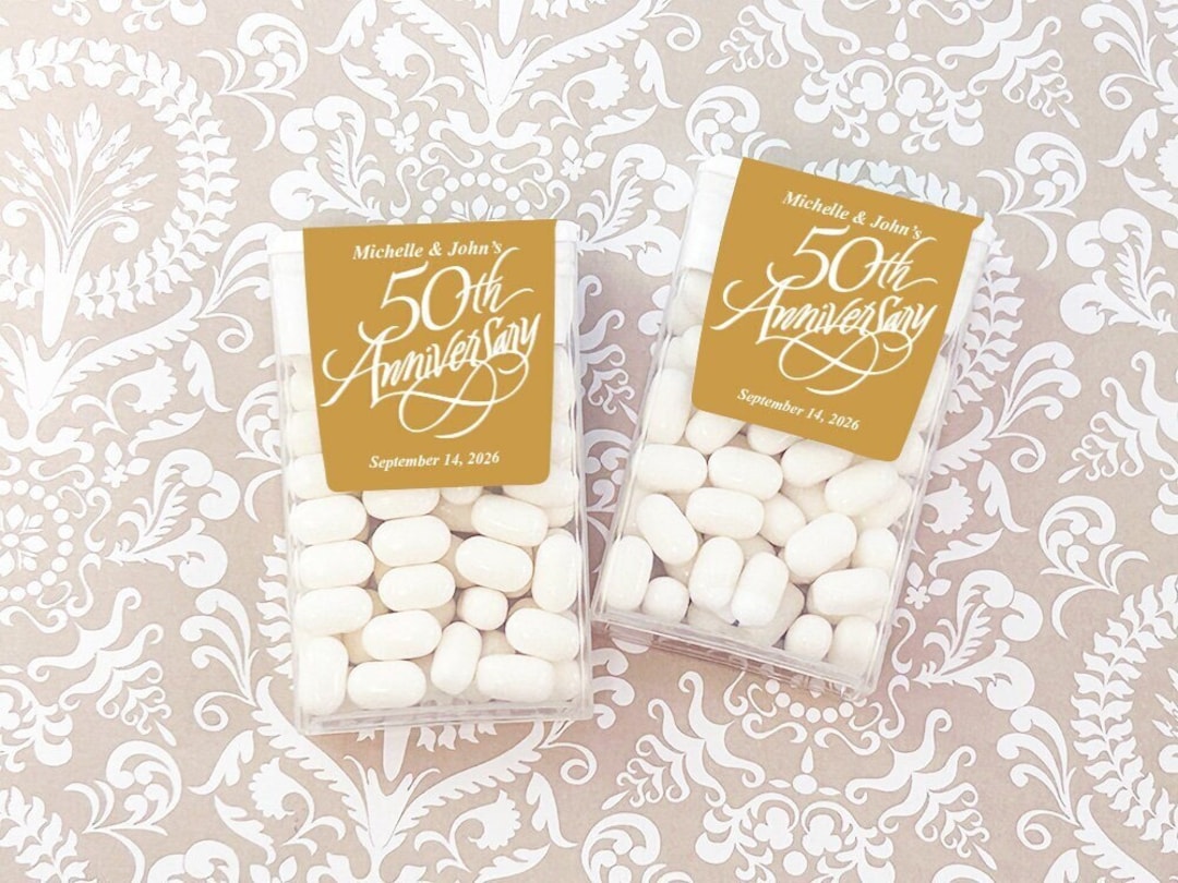 Printed Personalized Tic Tacs Mint Candy With 50th Anniversary Labels ...