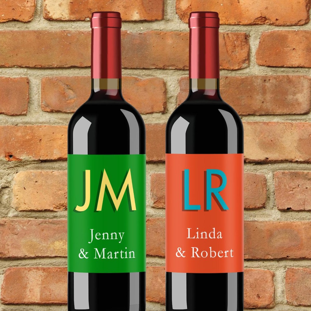 Mod Monogram Labels Only Printed Personalized Wine Bottle Labels ...