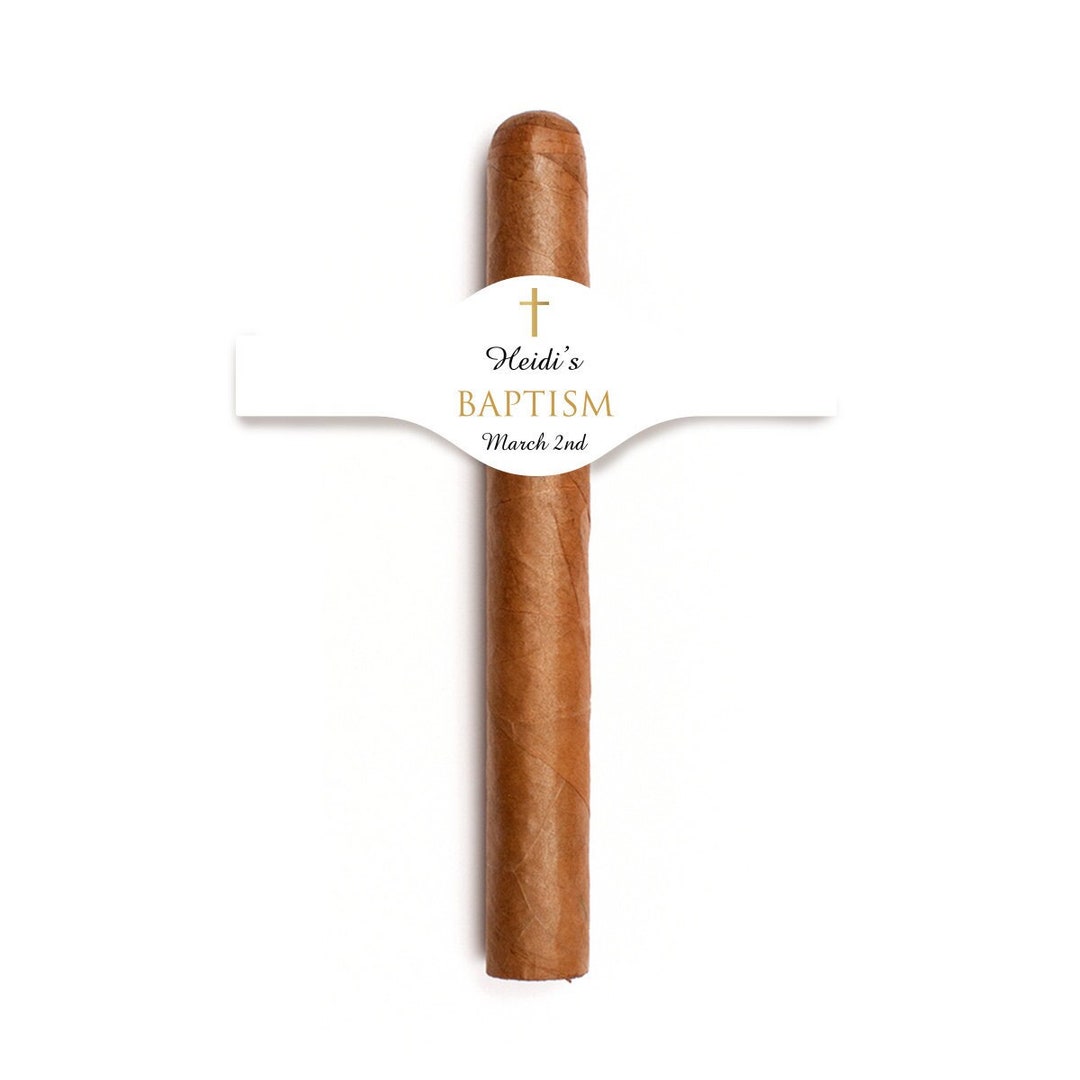 Printed Personalized Cigar Band Gold Cross Baptism Labels, Christening ...