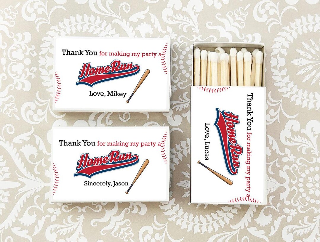 Birthday Bulk Matches, Baseball Birthday Printed Personalized ...