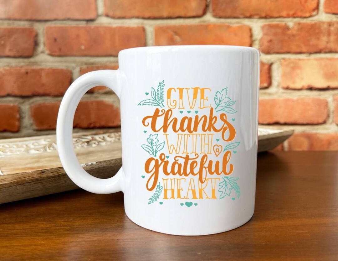 Give Thanks With Grateful Heart Coffee Mugs - 10 Ounce Coffee Mugs ...