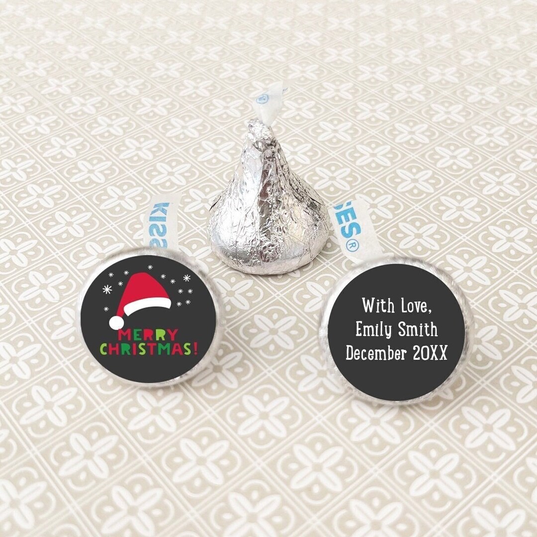 LABELS Only Printed Personalized Hersheys Kisses Labels Merry Christmas ...