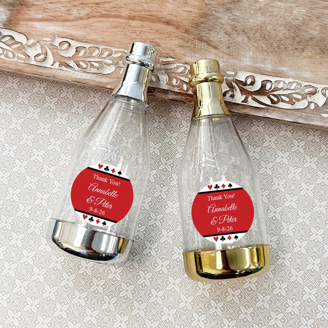Personalized Champagne Bottle Acrylic Plastic Favor Boxes With Card ...