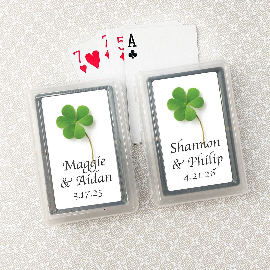Printed Personalized Playing Cards With Irish Shamrock Labels, Playing ...