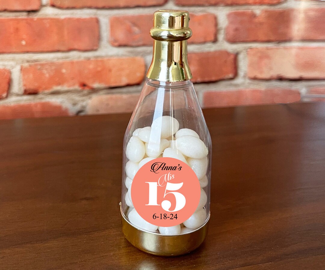 Personalized Champagne Bottle Acrylic Plastic Favor Boxes With Mis ...