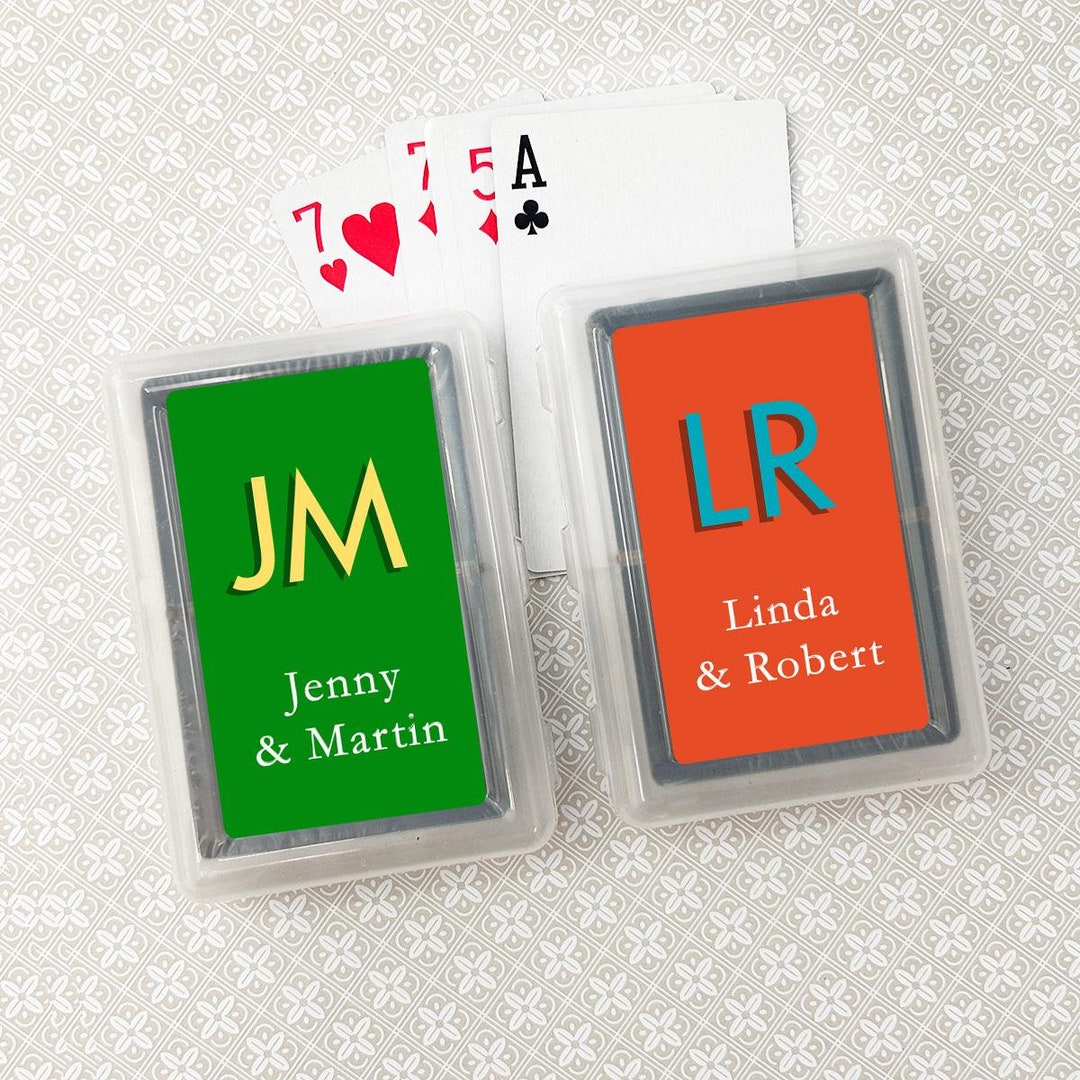 Mod Monogram Personalized Playing Cards Favors With Labels, Wedding ...