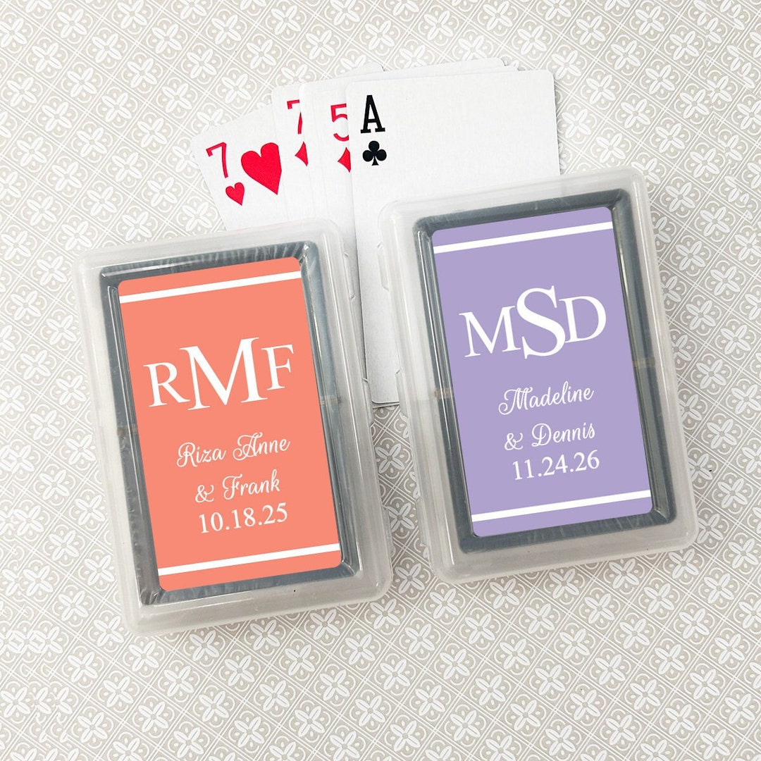 Personalized Playing Cards Favors With Block Monogram Labels, Playing ...