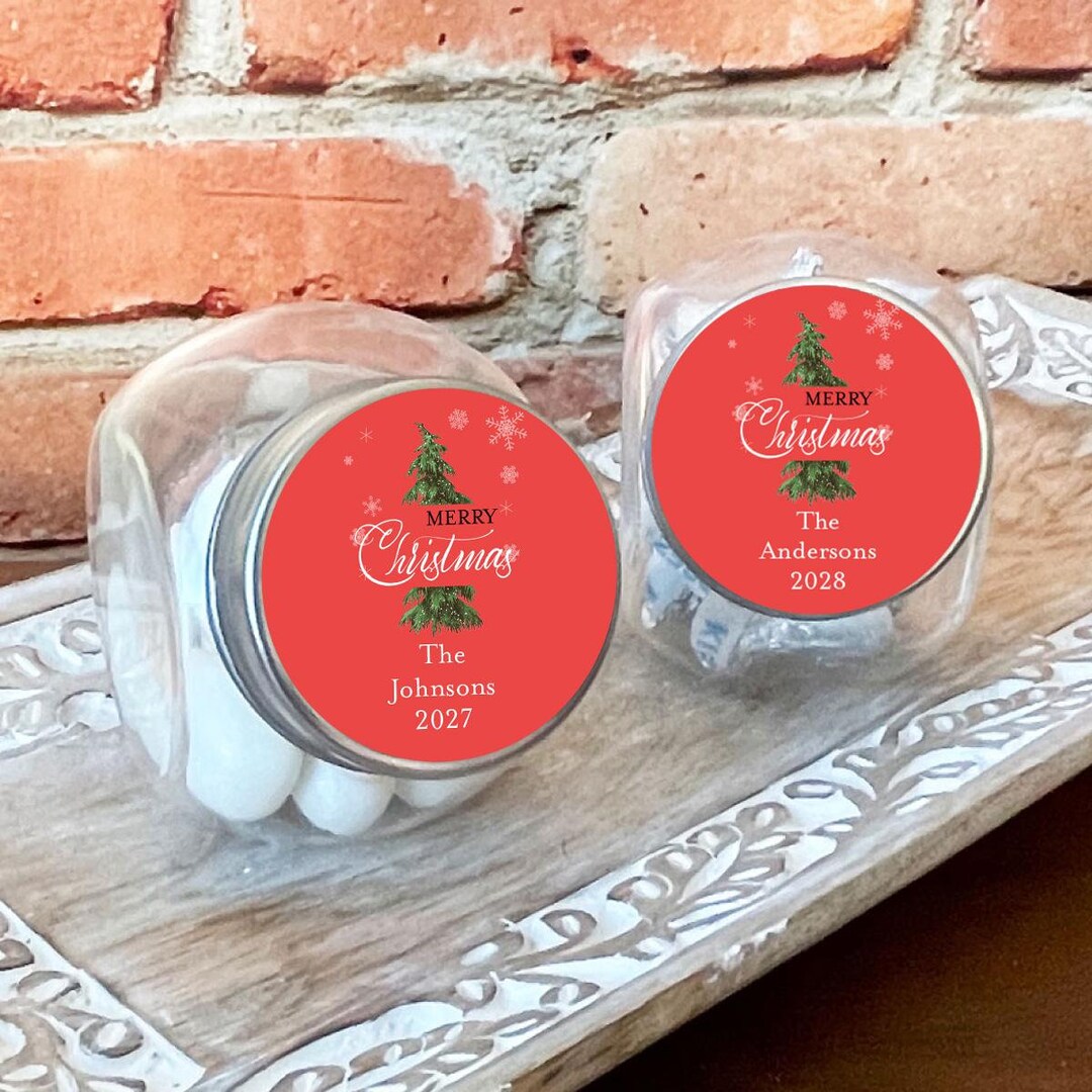 Personalized Mini Candy Jar With Merry Christmas Labels, Empty Mini ...