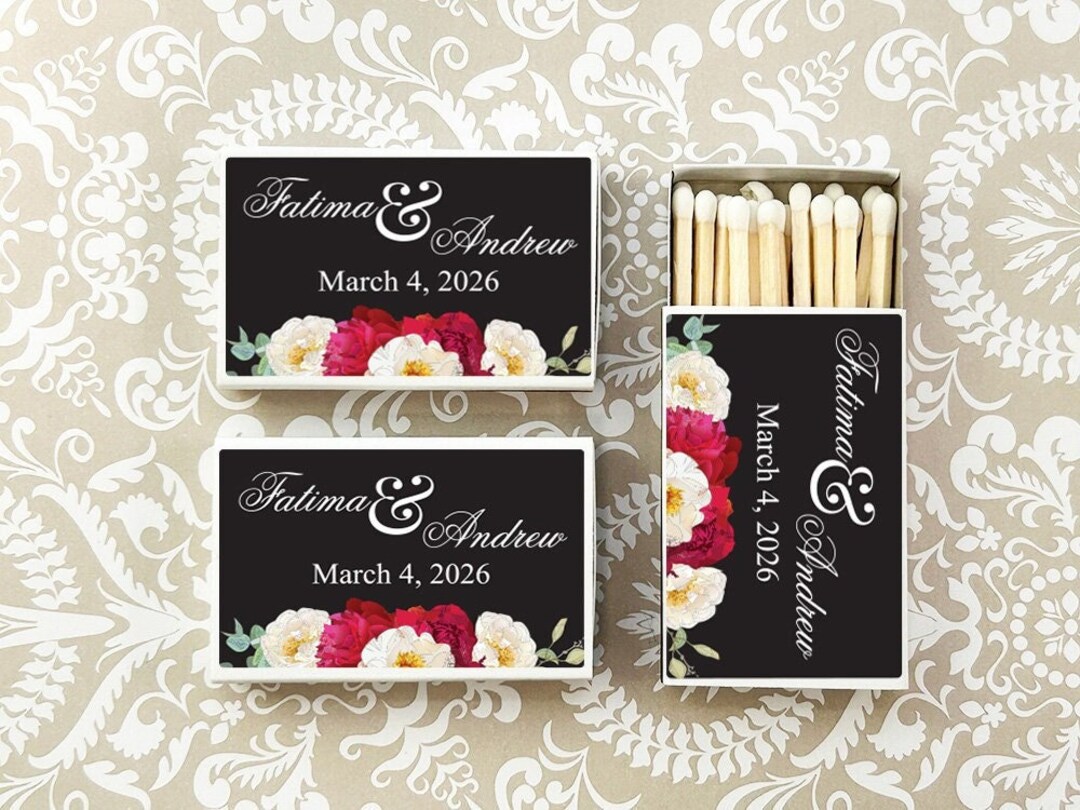 Wedding Bulk Matches, Vintage Flower Personalized Matchboxes Matches ...