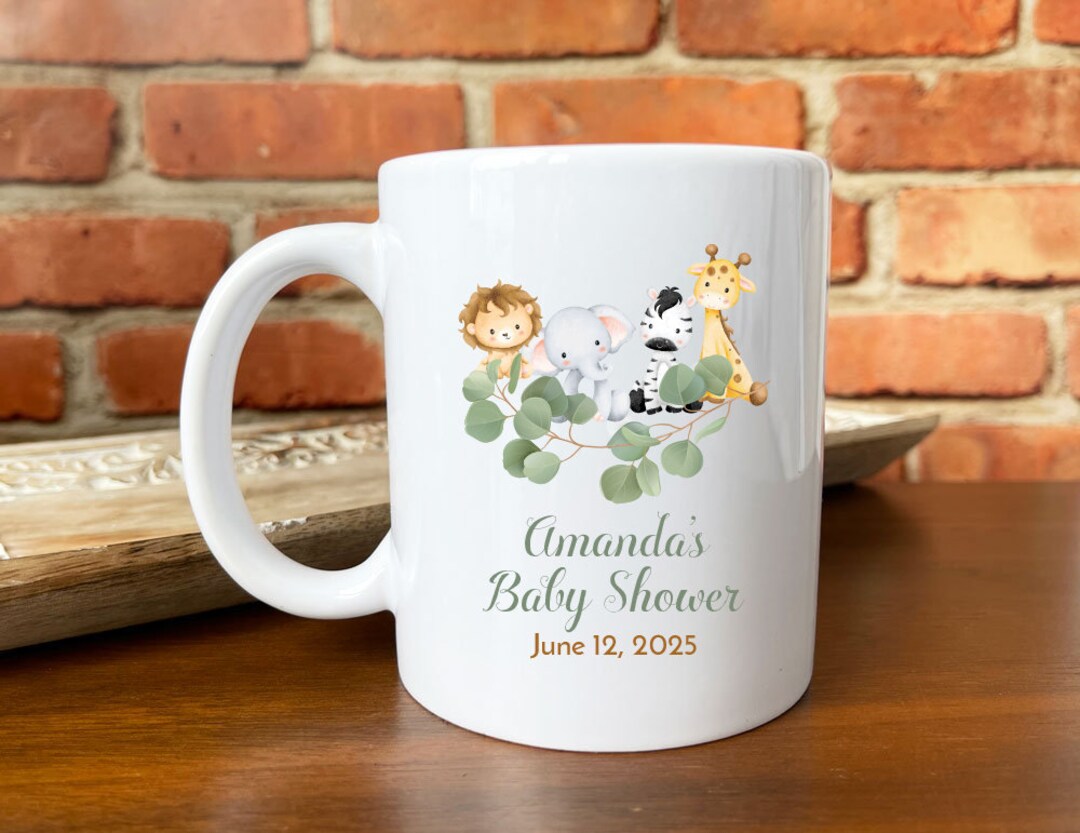 Printed Personalized Safari Jungle Animals 10 Ounce Ceramic Coffee Mugs ...