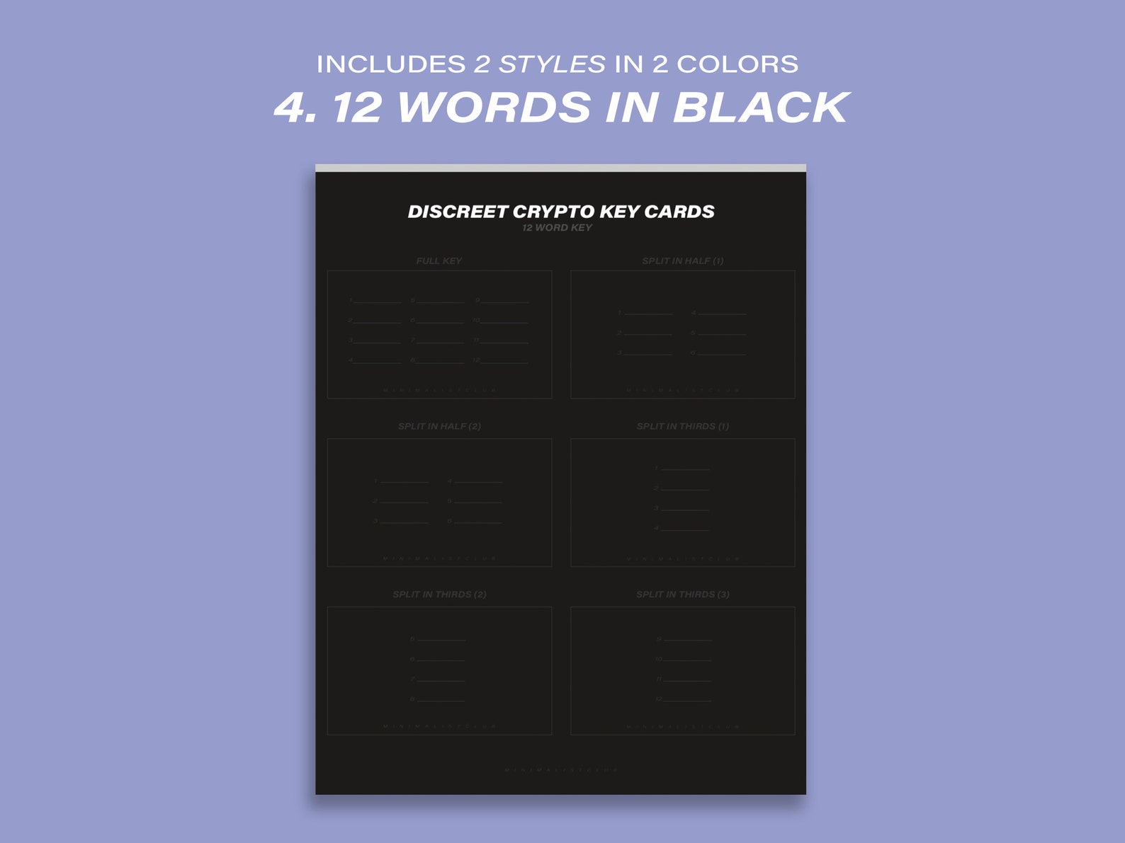 Crypto Seed Cards for the Minimalist Printable PDF Cryptocurrency ...