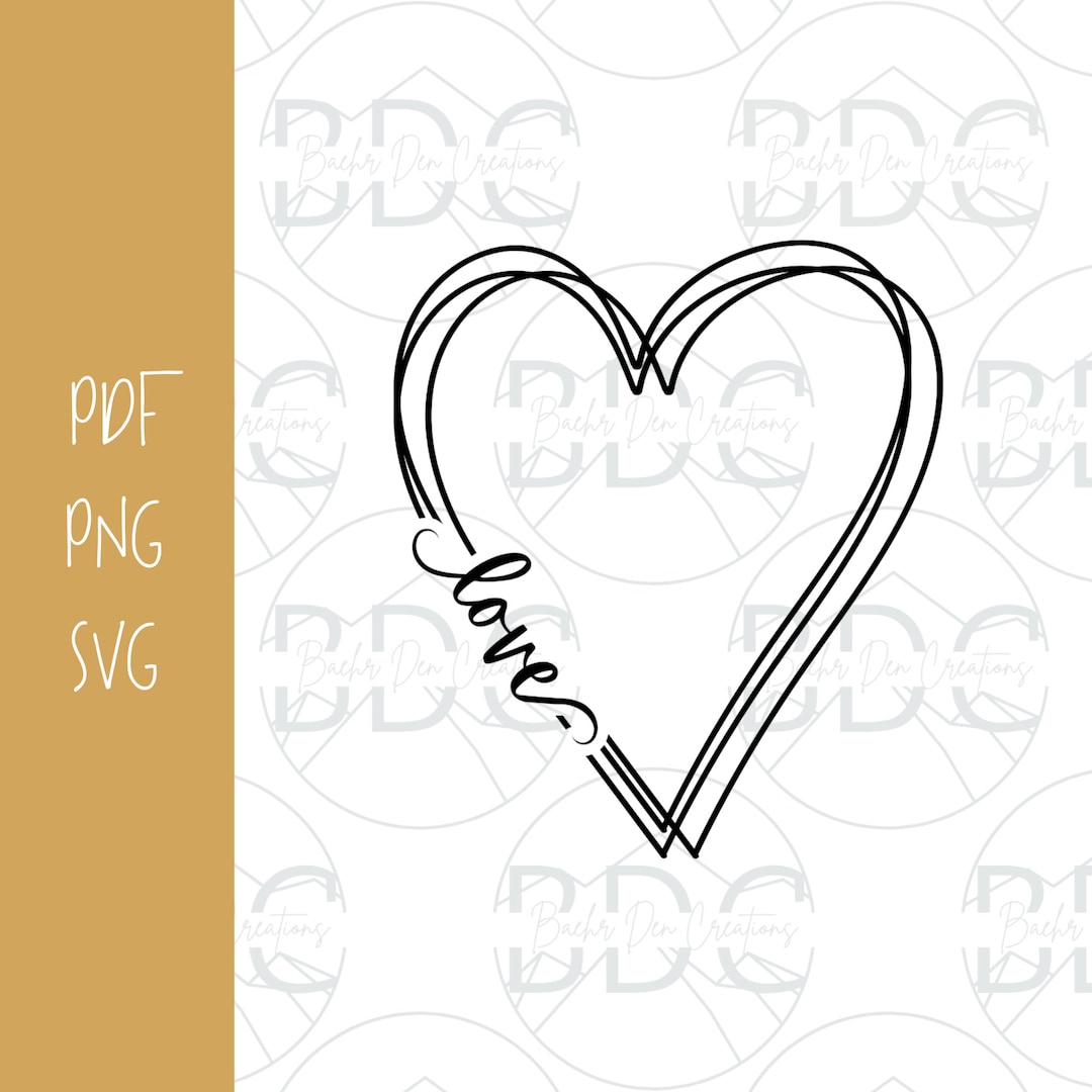 Love Line Drawing Digital Download | Heart Art Instant Download ...