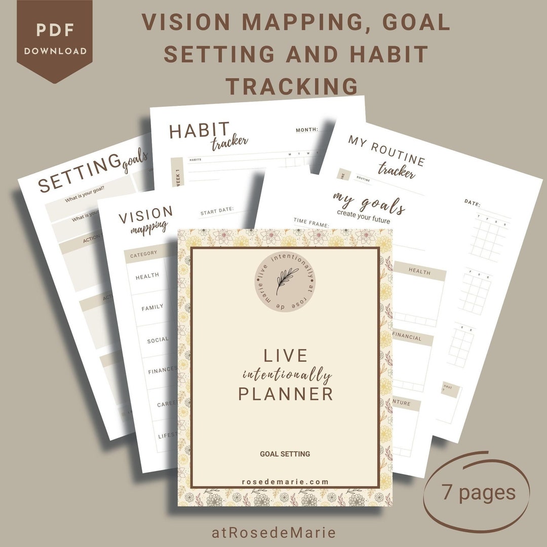 Vision Mapping, Goal Setting, Habit Tracker, Routine Tracker, Printable ...