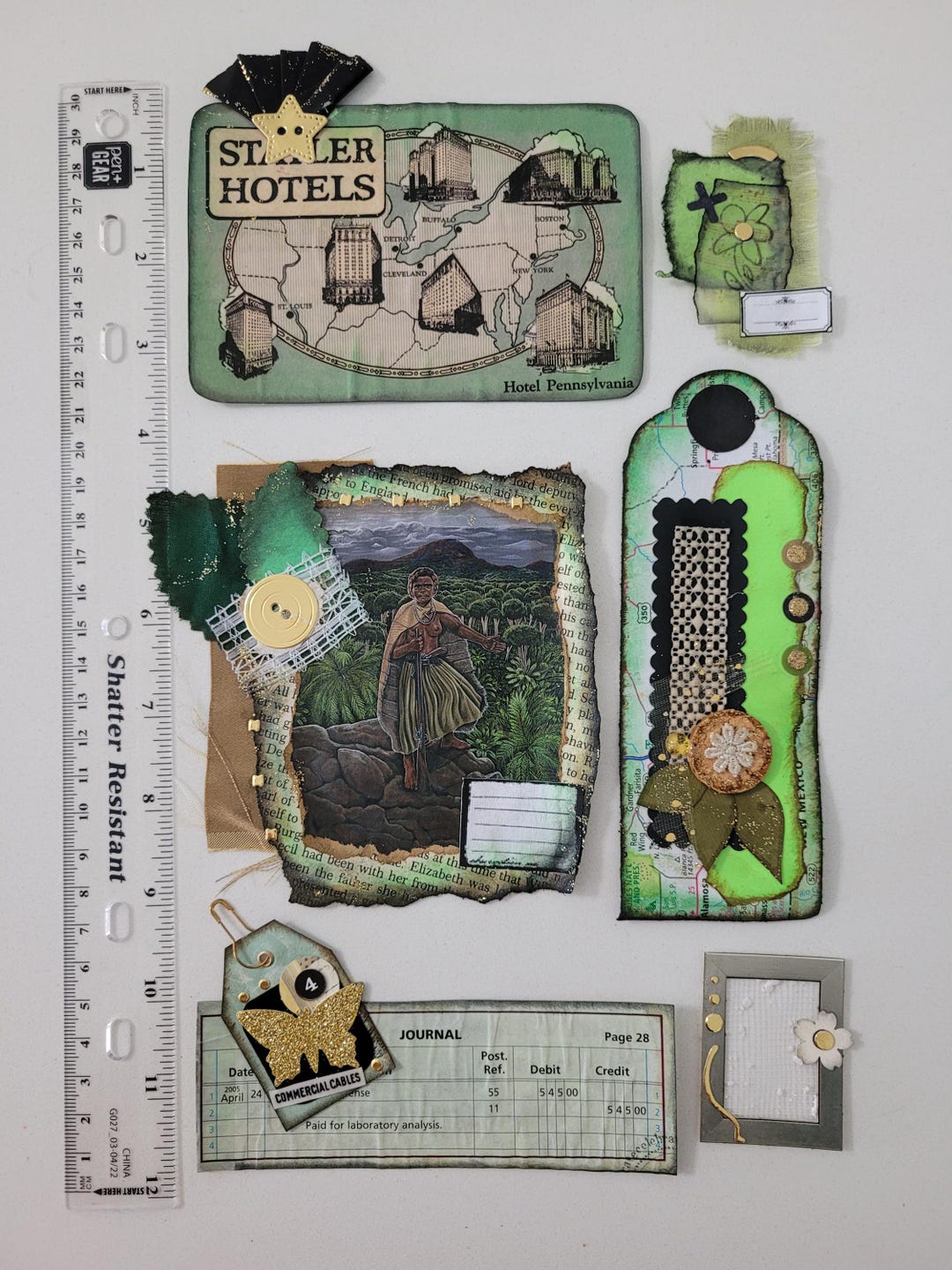 PAPER CLUSTER SET in Green for Journal - Etsy