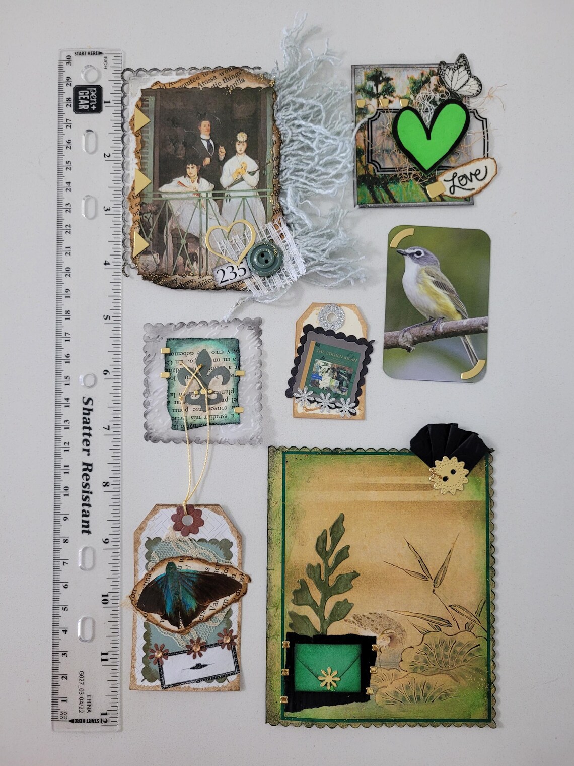 PAPER CLUSTER SET in Green for Journal - Etsy