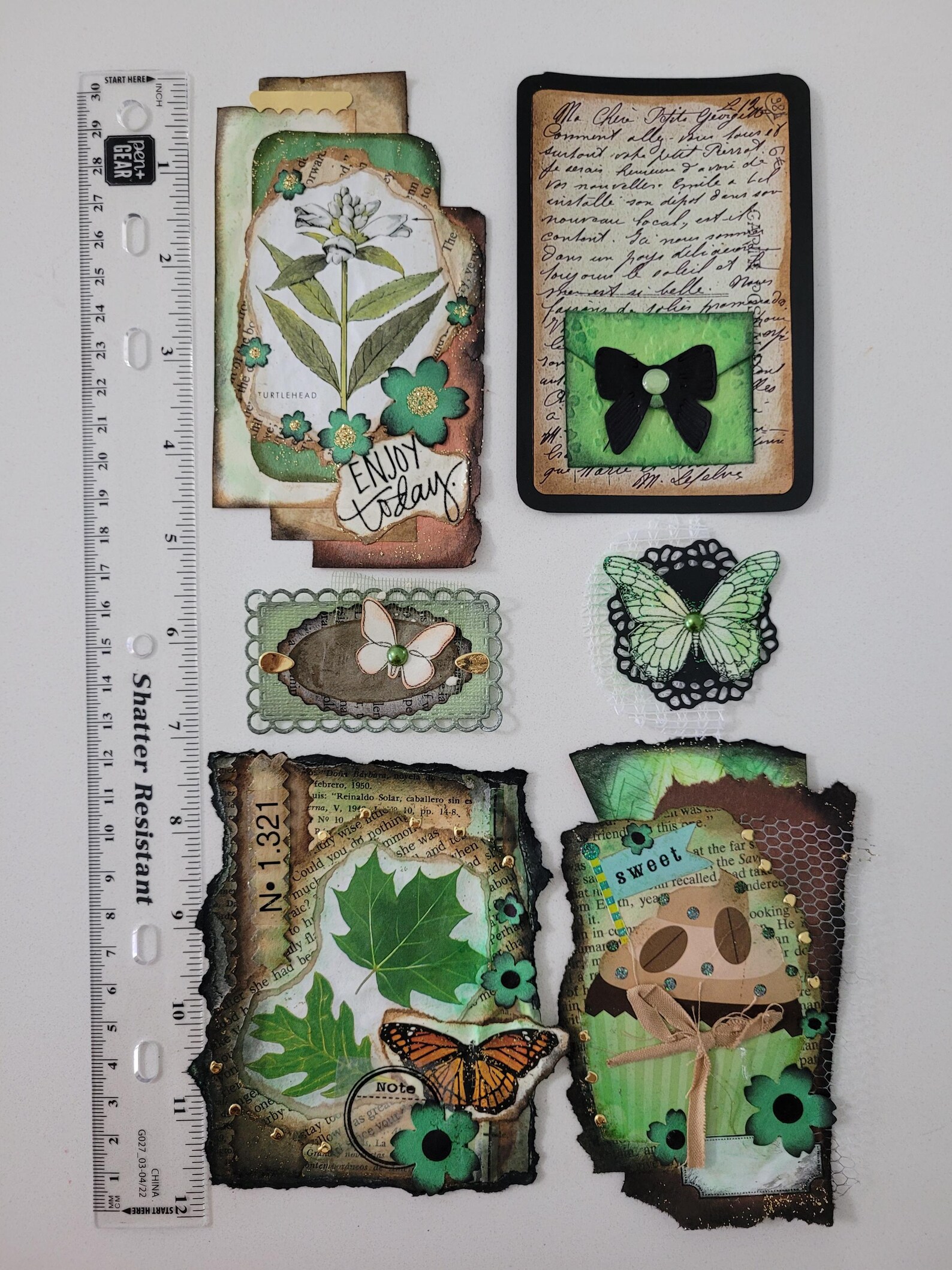 PAPER CLUSTER SET in Green for Journal - Etsy