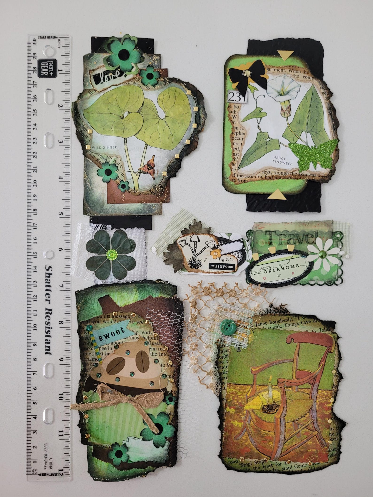 PAPER CLUSTER SET in Green for Journal - Etsy