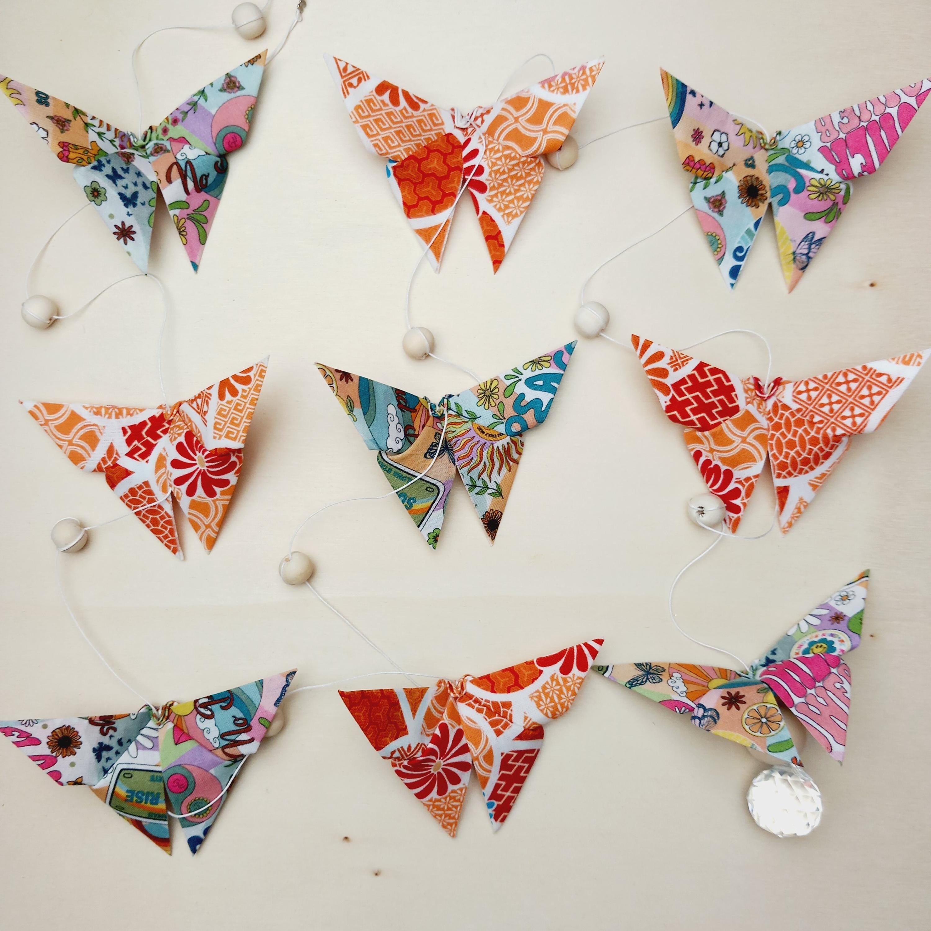 Essential oil diffuser pendants, fabric origami butterfly pendants. 0132