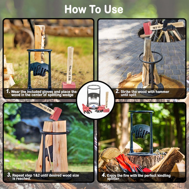 MCC Log Splitter With Hammer |cast Iron Wood Splitter |kindling ...