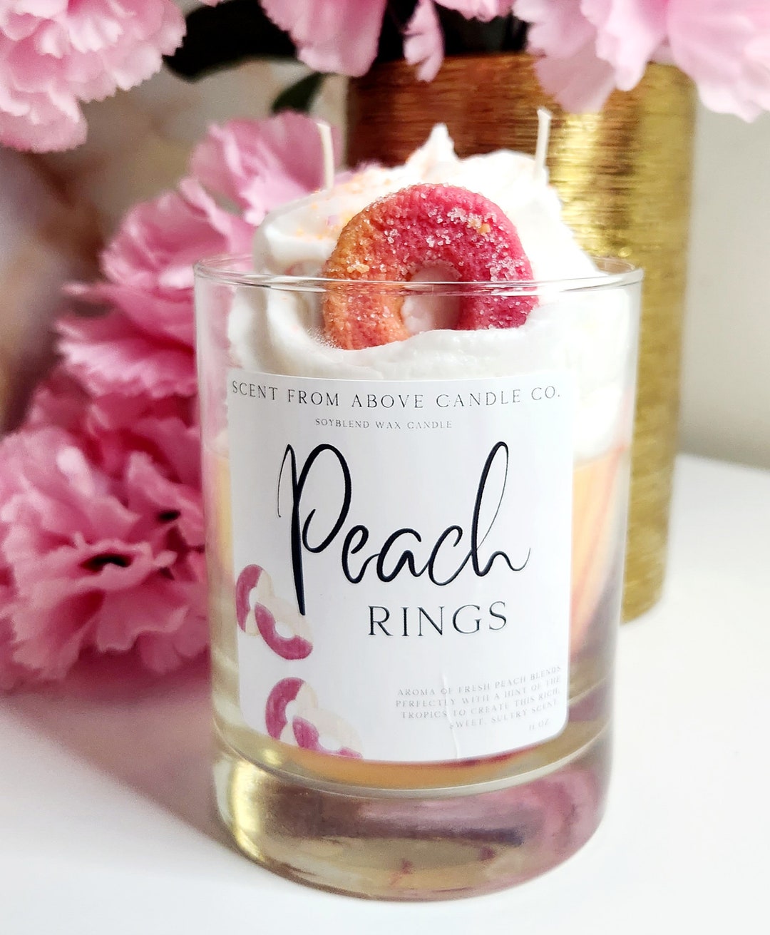 PEACH CANDLE, Peachie O's, Peach Ring Just Peachy Peach Scent Dessert ...