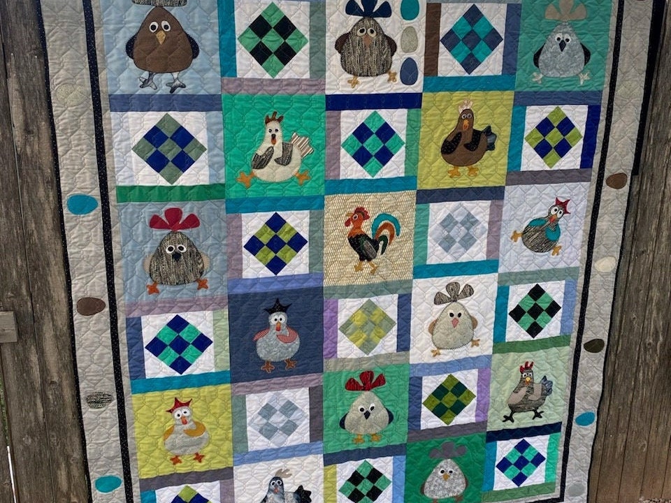 Chicken Applique Pattern Set: Granny's Flock Rooster, Hens, Chicks (PDF ...