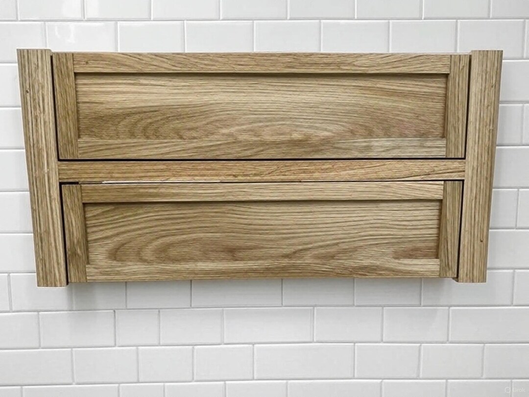 Handmade Slim Shaker White Oak Floating Vanity, Modern Shaker Vanity ...