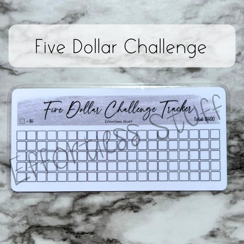 Laminated Gray Color Savings Challenge Blank Design Tracker Fits A6