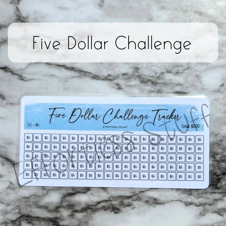 Laminated Blue Color Savings Challenge Number Design Tracker Fits A6