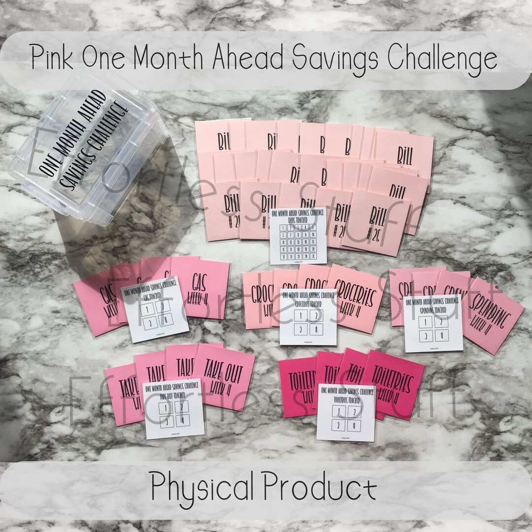 Pink One Month Ahead Savings Challenge | Savings Challenge Box | Pink ...