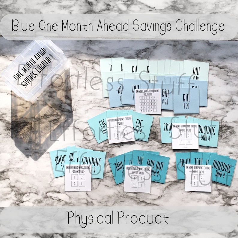 Blue One Month Ahead Savings Challenge | Savings Challenge Box | Blue ...