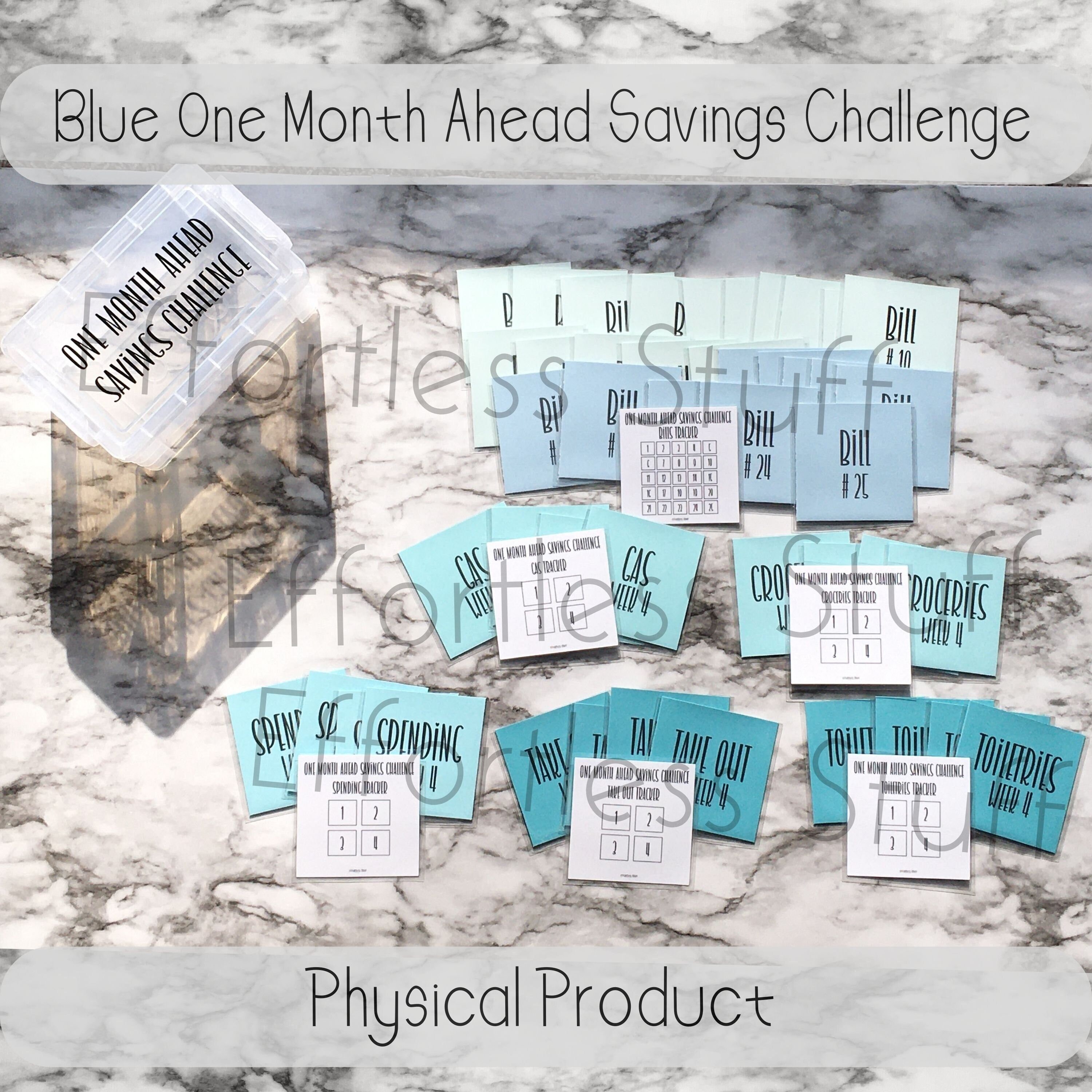 Blue One Month Ahead Savings Challenge | Savings Challenge Box | Blue ...