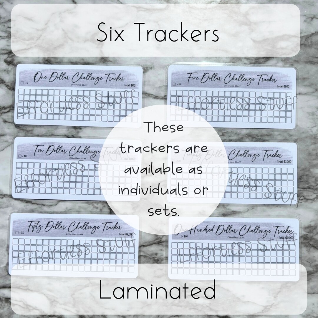 Laminated Gray Color Savings Challenge Blank Design Tracker | Fits A6 ...