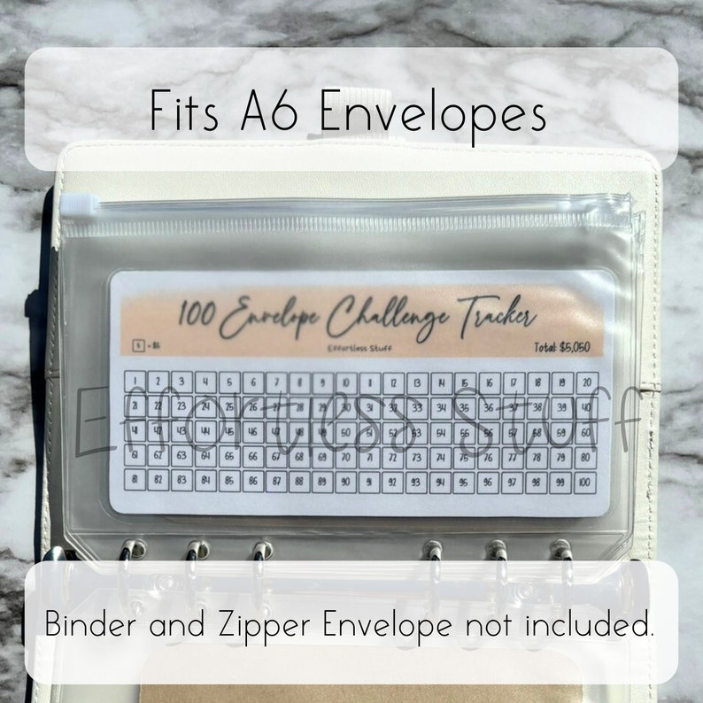 Laminated Cream Color Envelope Challenge Tracker Inserts | Fits A6 ...
