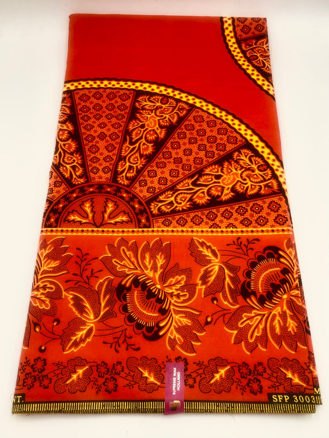 Red Orange Fabric With Pinwheel Circle Design Fabric Ankara African ...