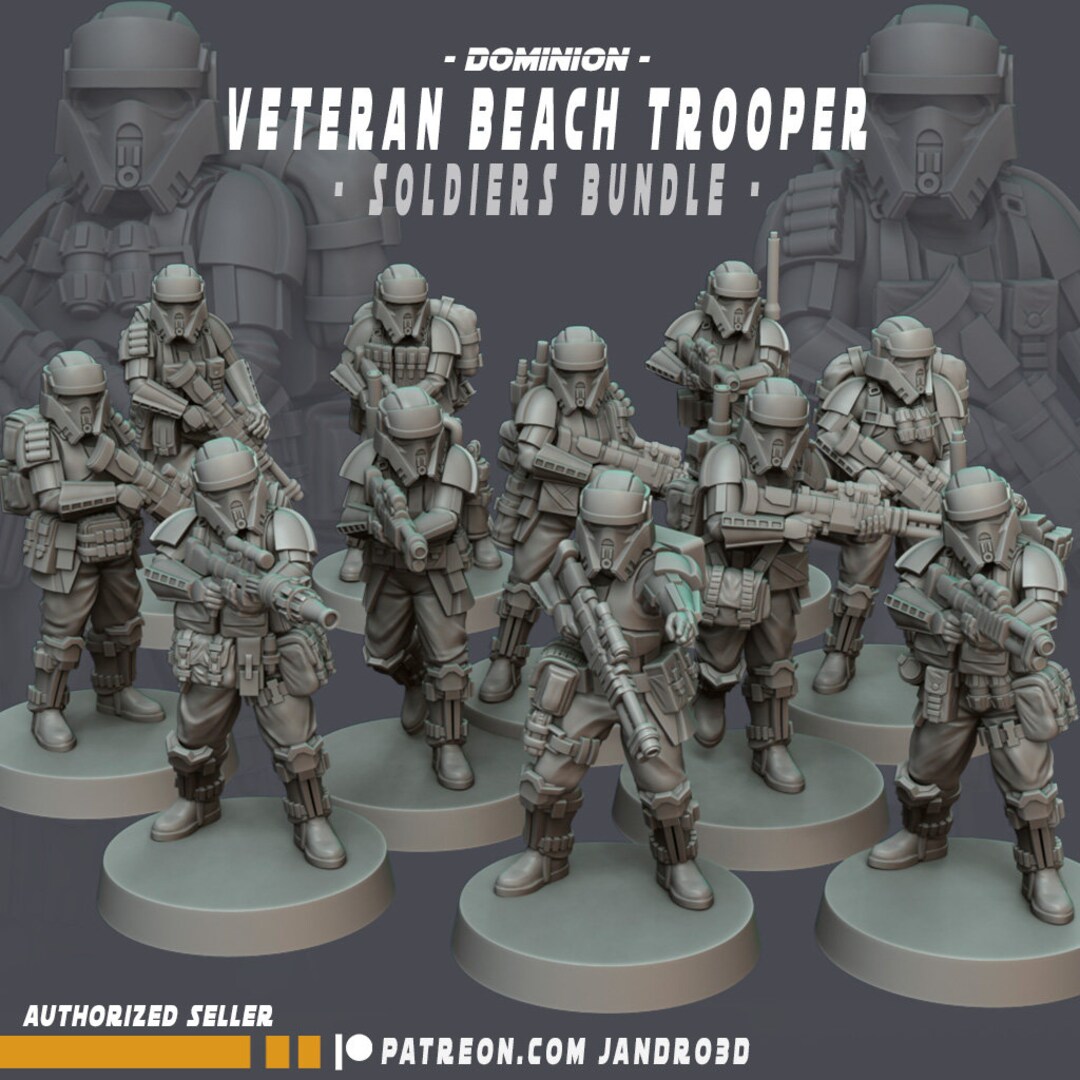 Veteran Beach Troopers - Set of 11 | 35mm | SW Legions | Dnd Miniatures ...