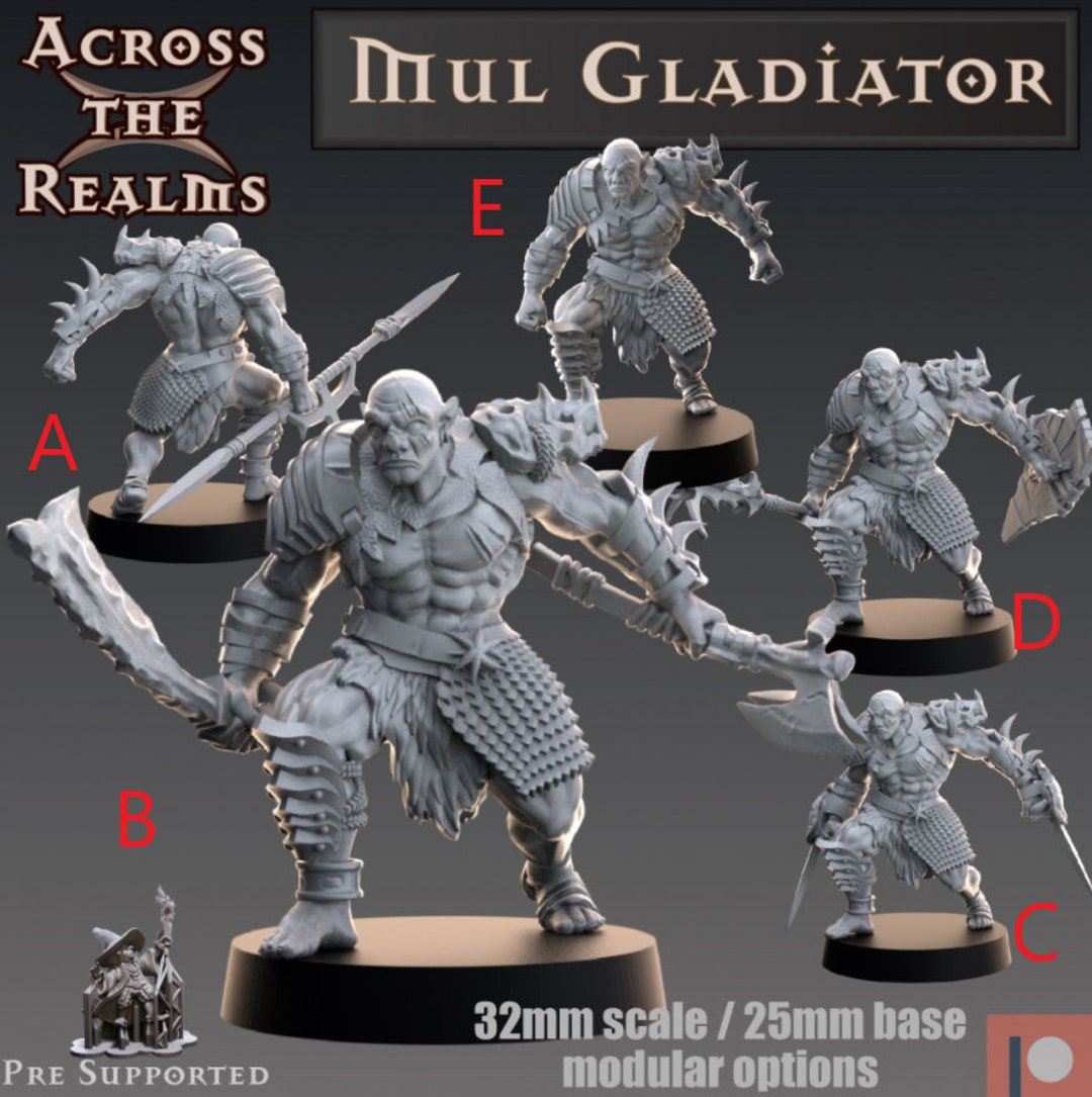 Mul Gladiator | Across the Realms | Dnd Miniatures | 3d Printed ...