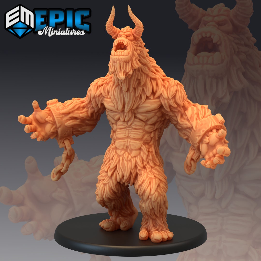 Yeti Roaring With Shackles Dnd Miniatures Tabletop Gaming Miniature ...