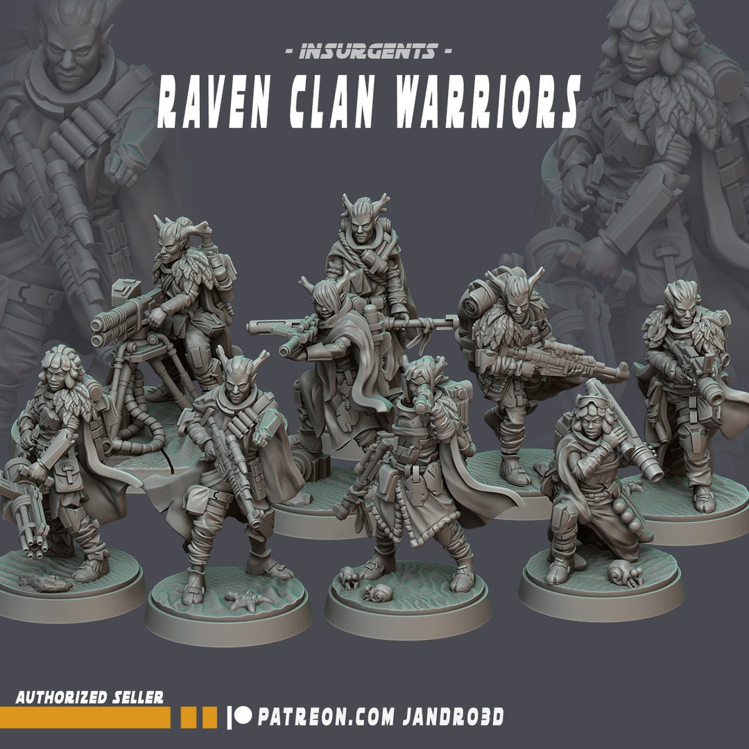 Raven Clan Warriors - Set of 9 | 35mm | SW Legions | Dnd Miniatures ...