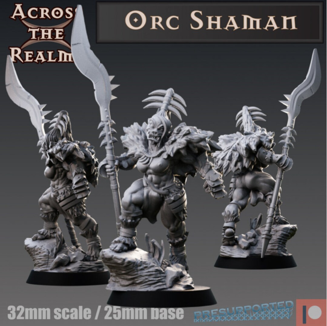 Orc Shaman | Dnd Miniatures | Tabletop Miniature | Across the Realms - Etsy