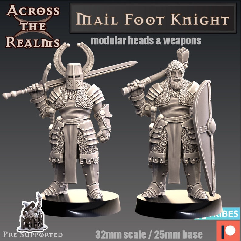 Chain Mail Foot Knight - Modular Heads & Weapons - Makes 2 Knights ...