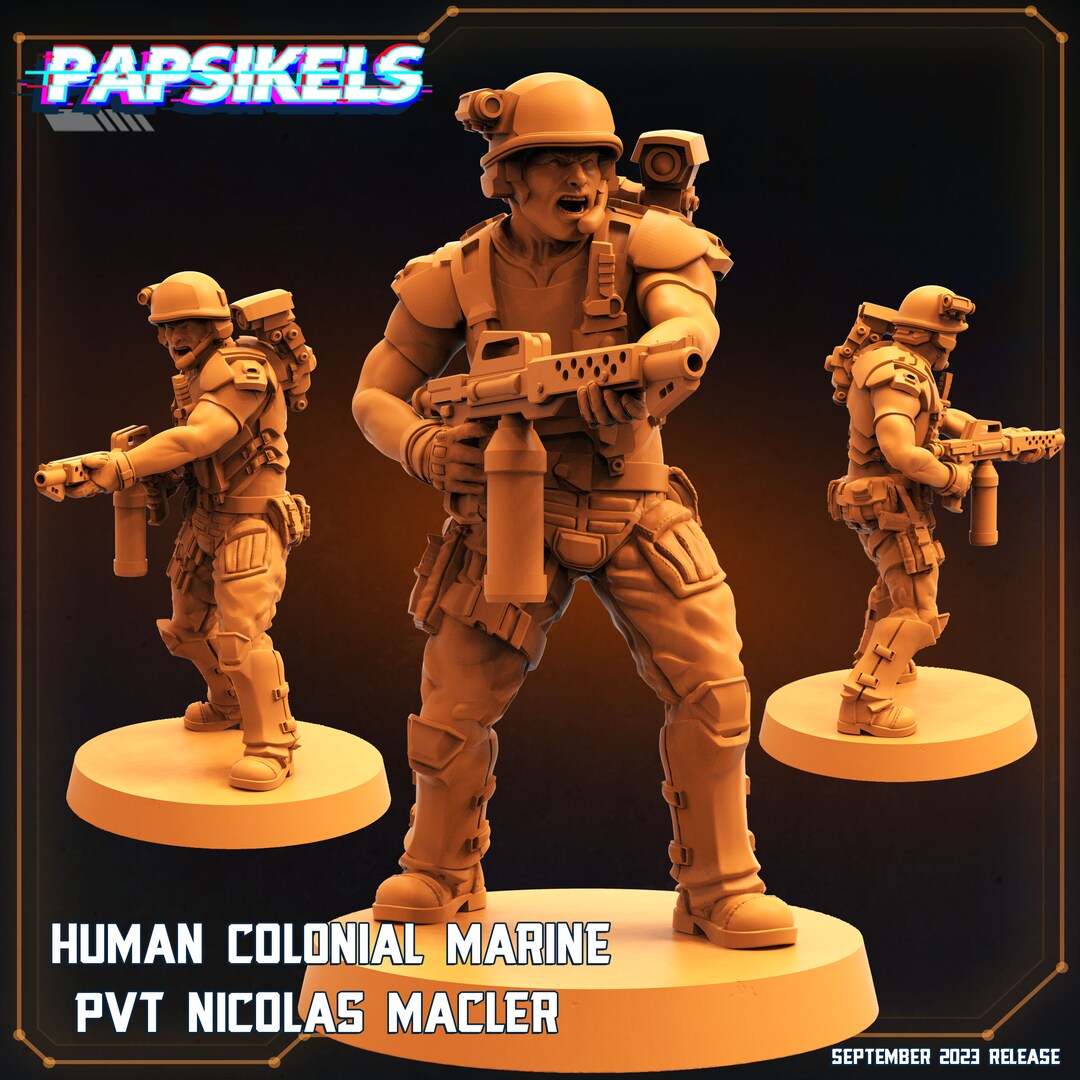 Human Colonial Marine PVT Nicolas Macler | Dnd Miniatures | Sci-fi ...