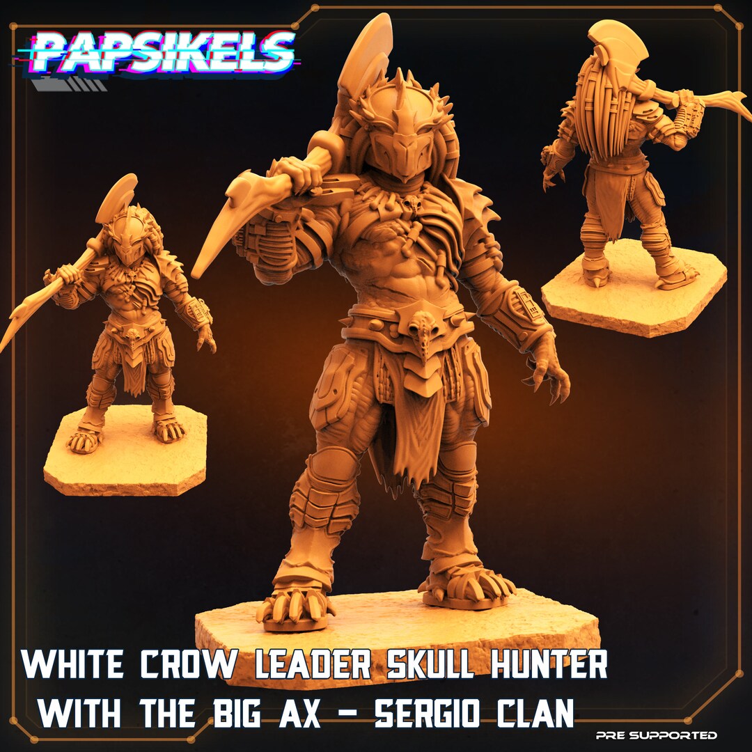White Crow Leader Skull Hunter With the Big Ax - Sergio Clan - Etsy