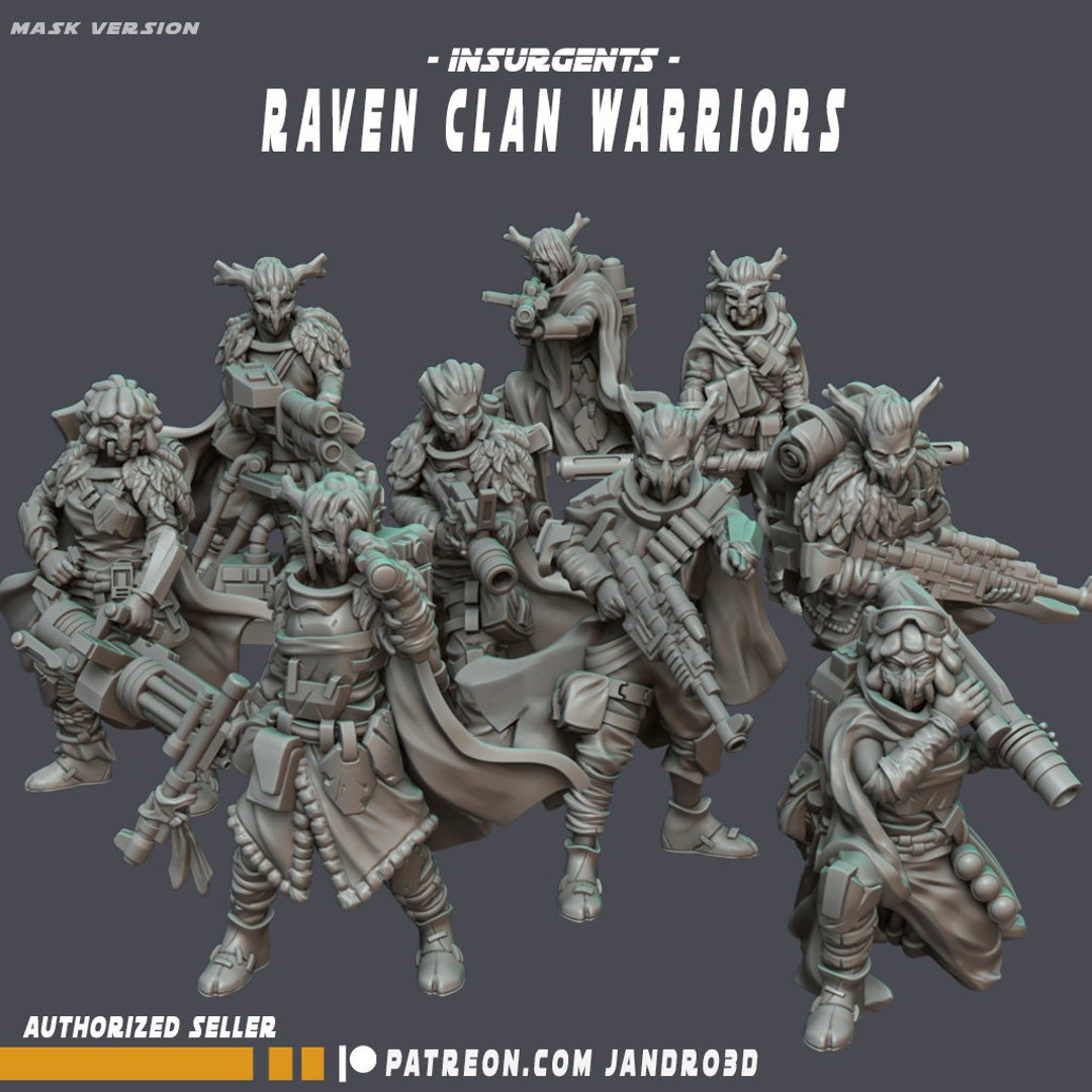 Raven Clan Warriors - Masked - Set of 9 | 35mm | SW Legions | Dnd ...