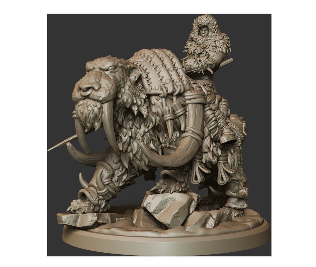 Sabertooth Tiger With Rider - Artic Tribes | Dnd Miniatures | Tabletop ...